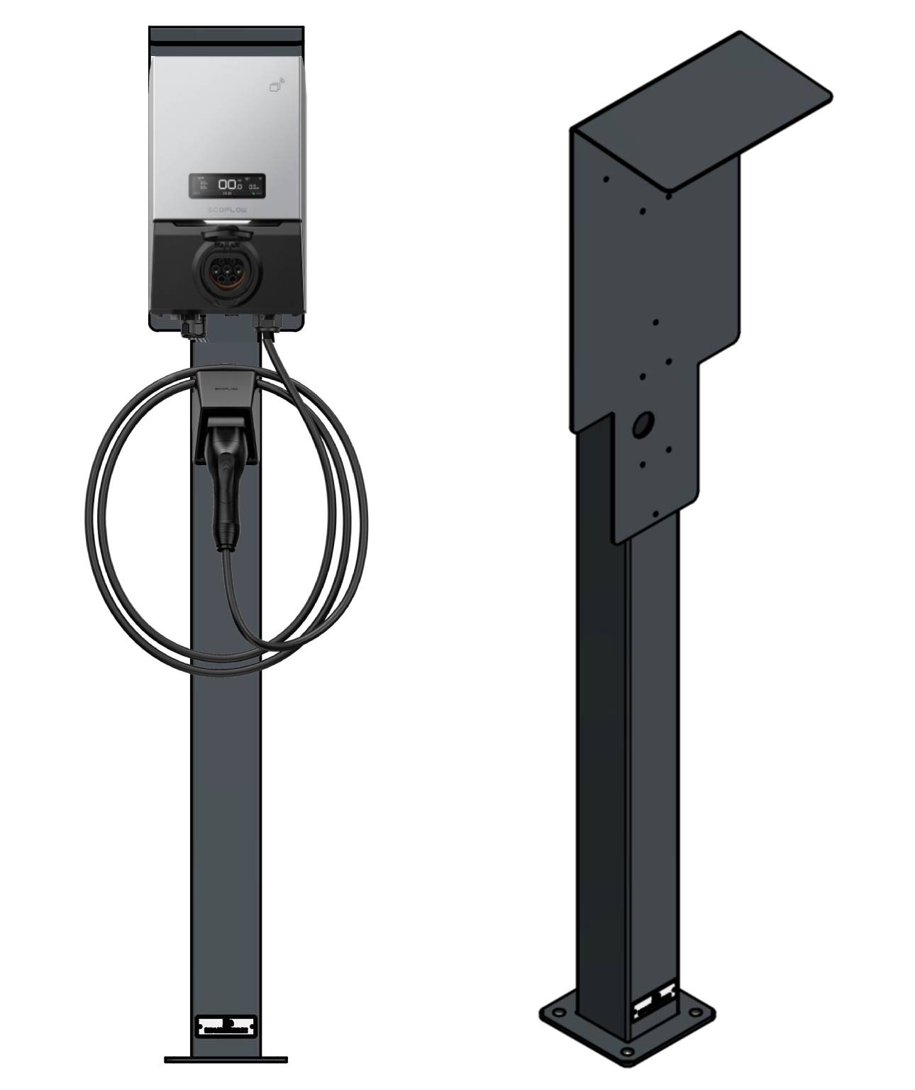 Charging pole suitable for E.ON Drive Smartbox Wallbox with roof | Sta