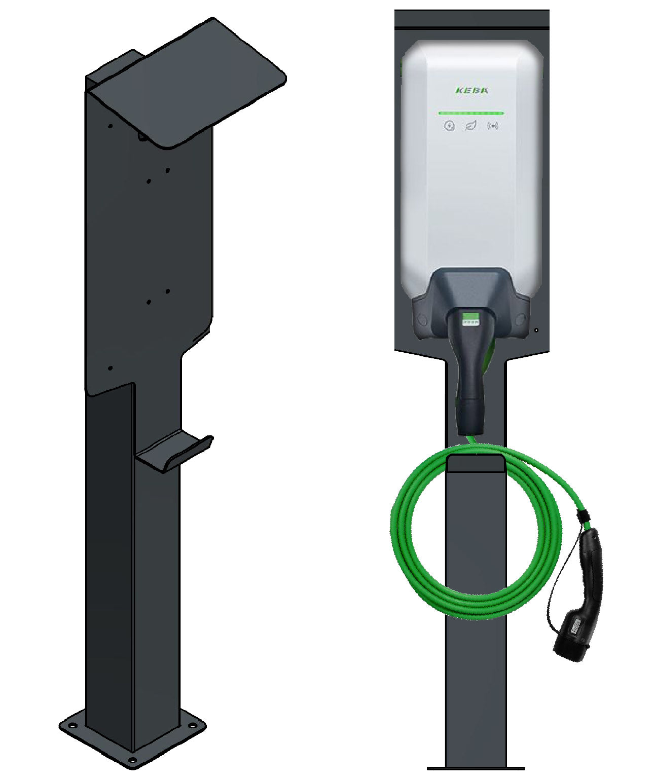Ladesäule, Standfuß passend für KEBA P40 KeContact Wallbox mit Dach ...
